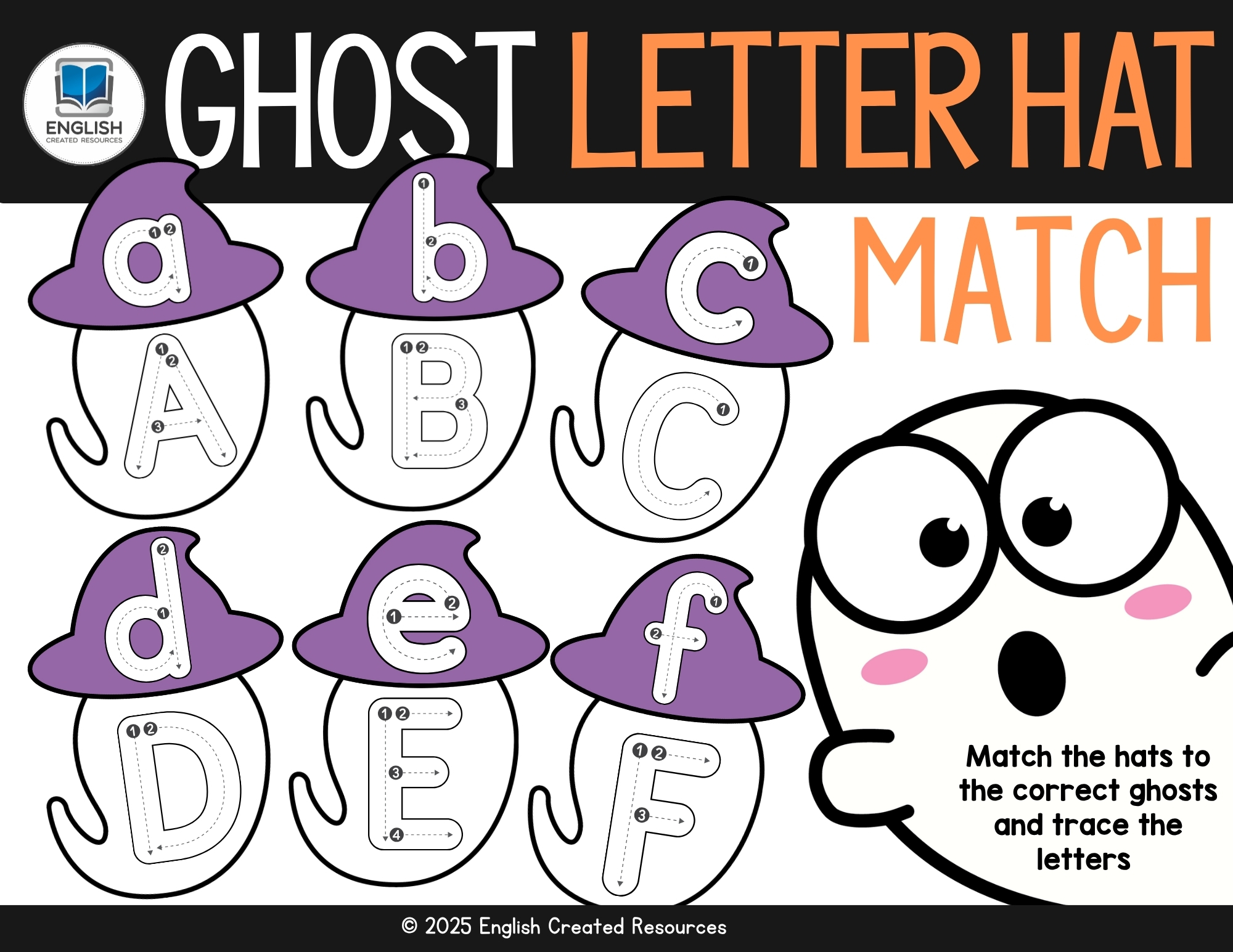Ghost Letter Hat Match – English Created Resources