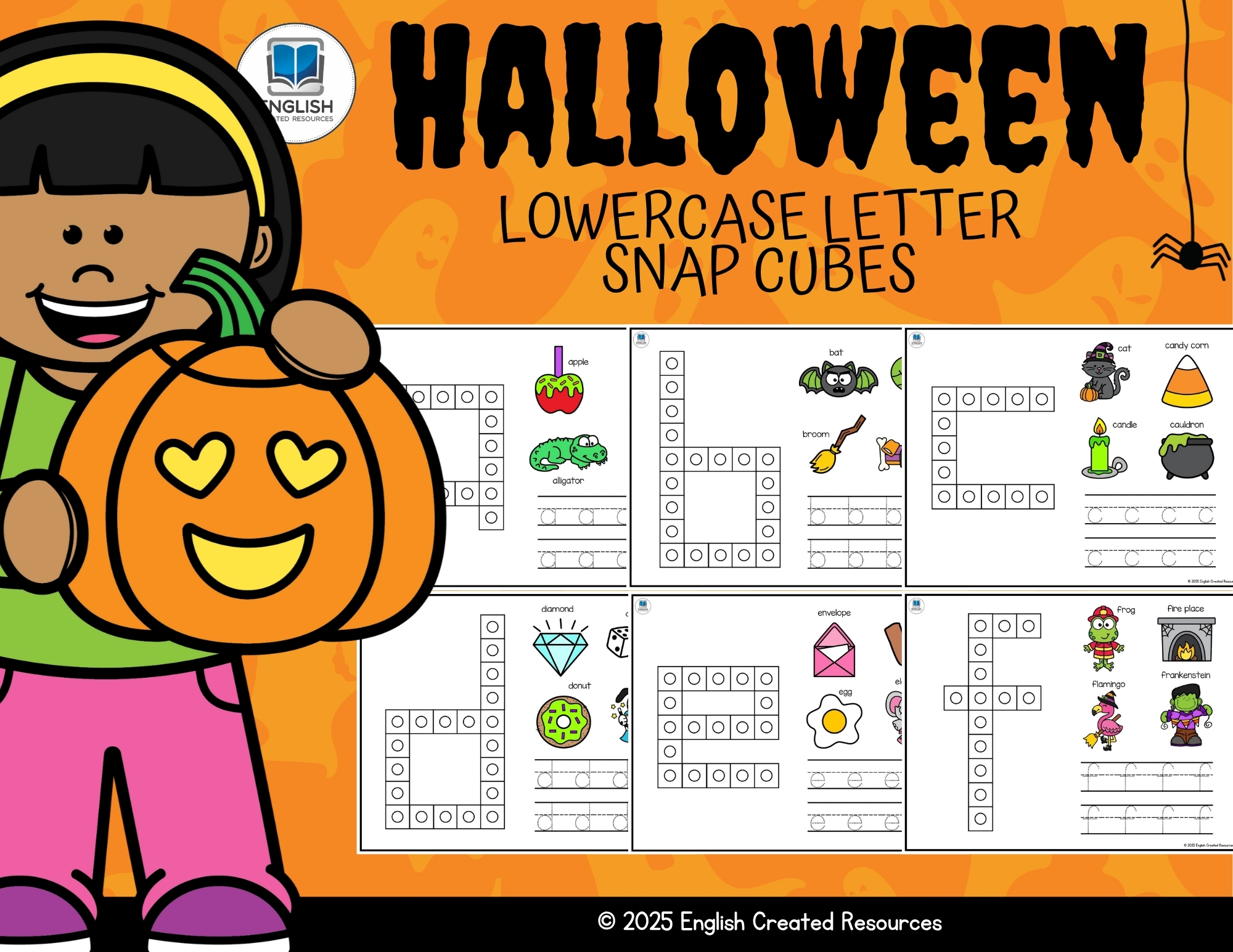 Halloween Lowercase Letter Snap Cubes – English Created Resources