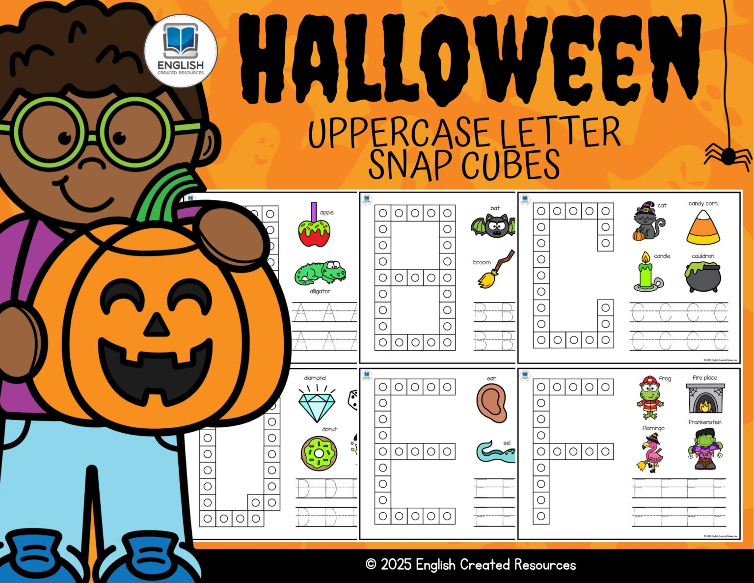 Halloween Uppercase Letter Snap Cubes – English Created Resources