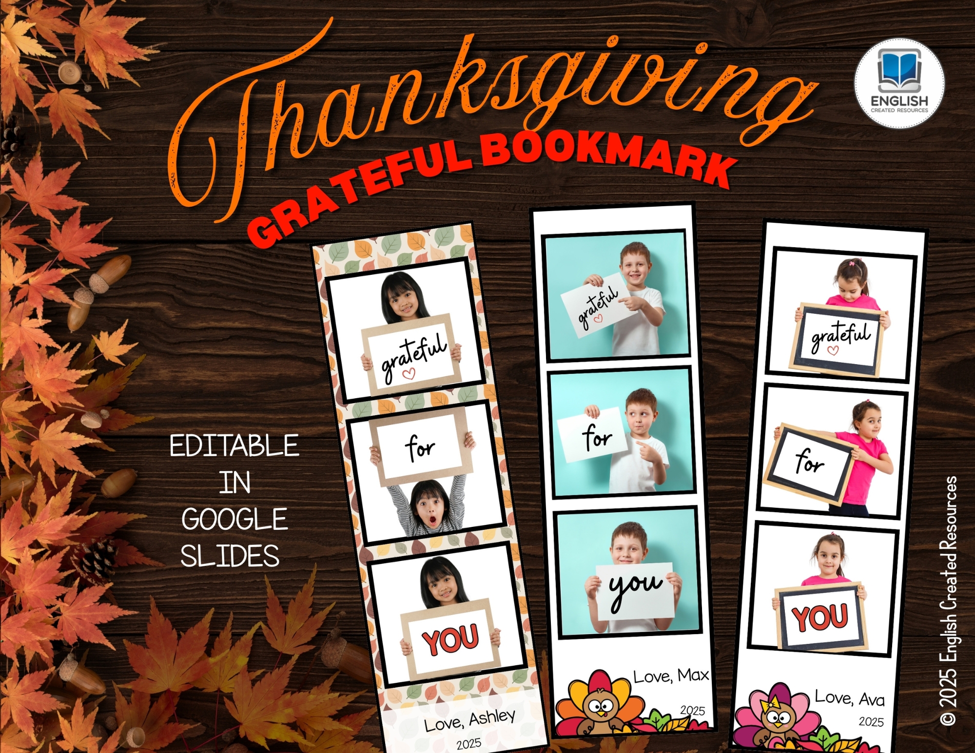 Thanksgiving Grateful Bookmark – English Created Resources