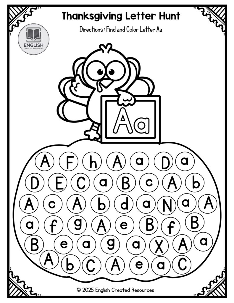 Thanksgiving Letter Hunt – English Created Resources