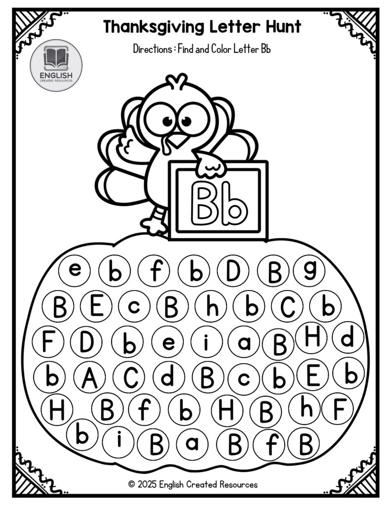 Thanksgiving Letter Hunt – English Created Resources