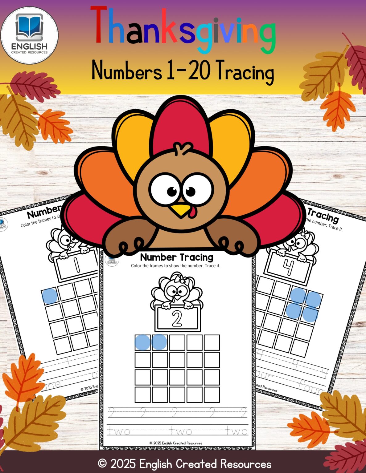 Thanksgiving Numbers 1-20 Tracing – English Created Resources