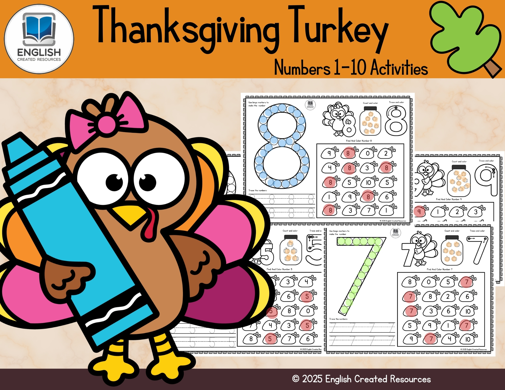 Thanksgiving Numbers 1-10 Activities – English Created Resources