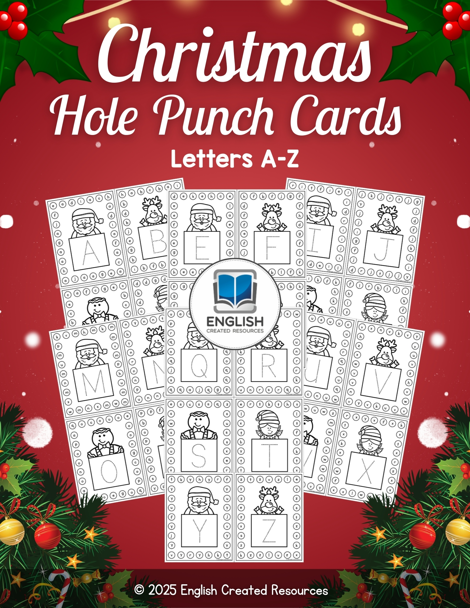 Christmas Letter Hole Punch Cards – English Created Resources