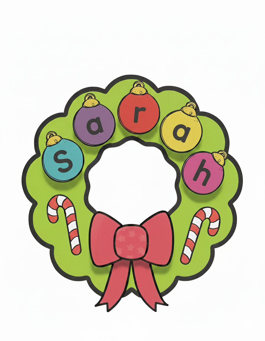 Christmas Wreath Name Craft – English Created Resources