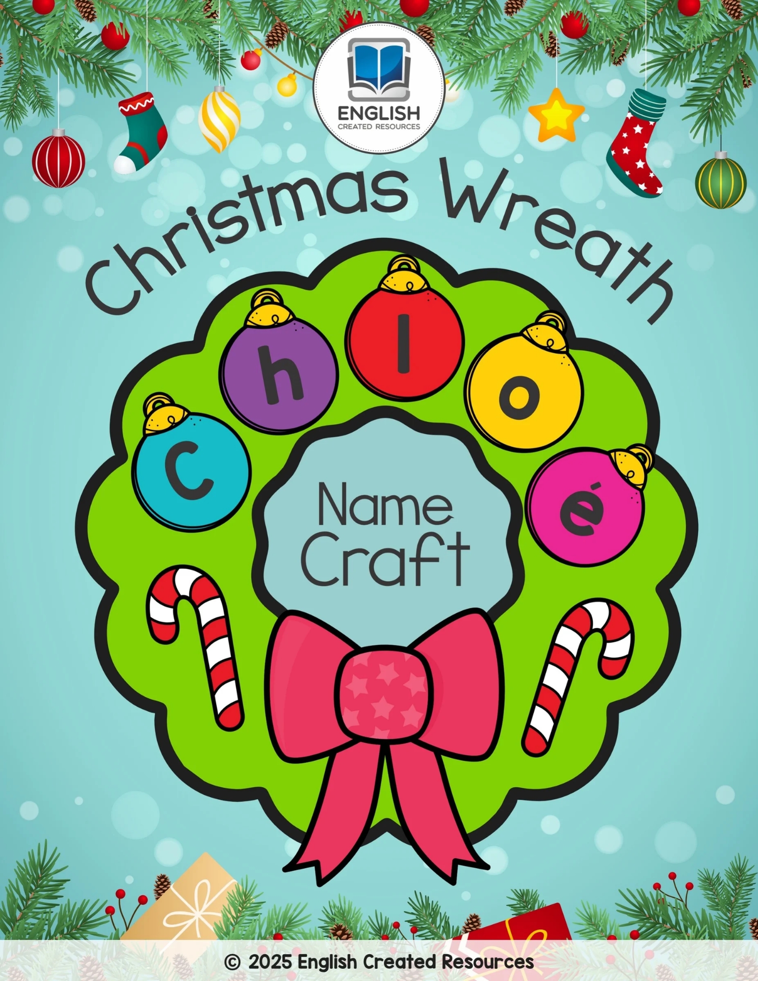 Christmas Wreath Name Craft – English Created Resources