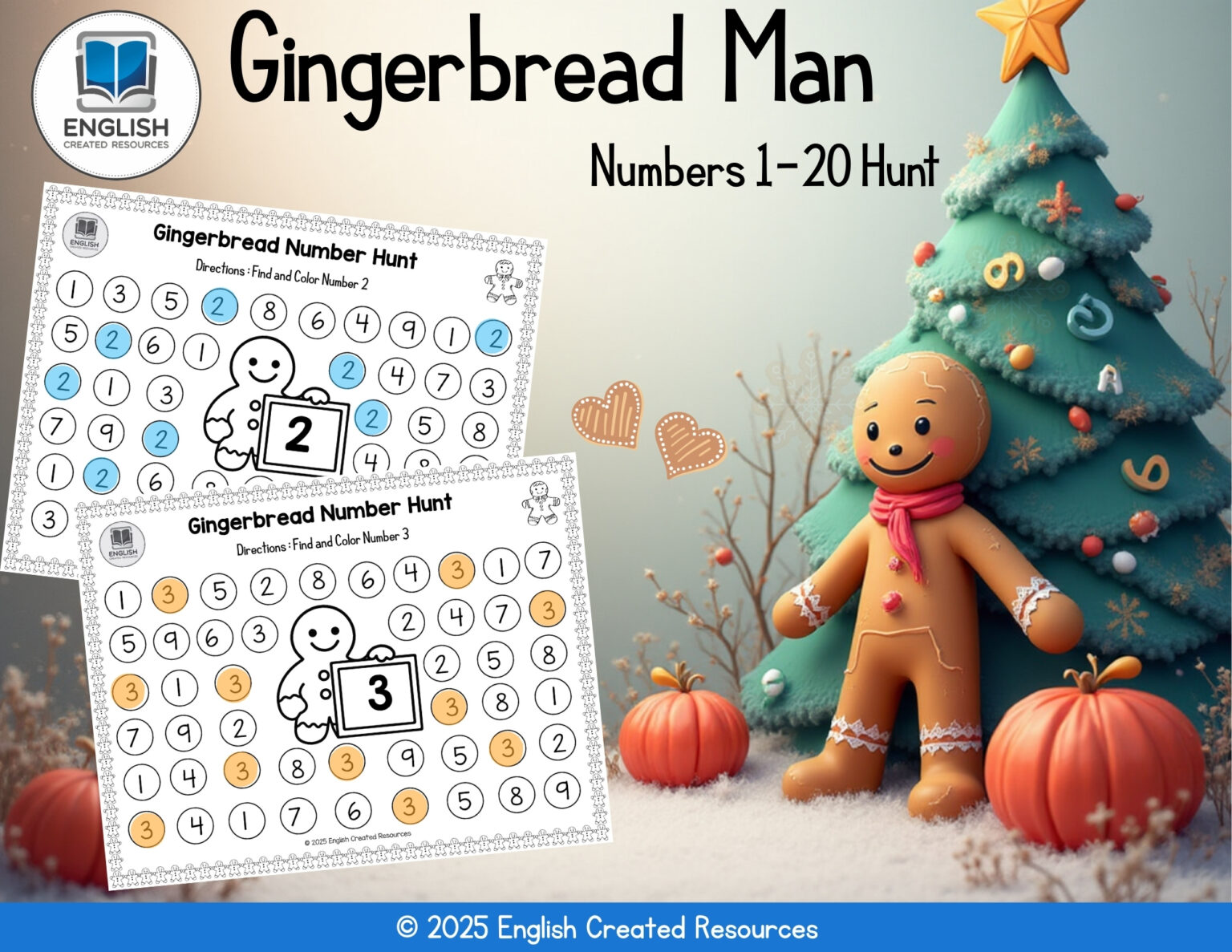 Gingerbread Man Number Hunt – English Created Resources