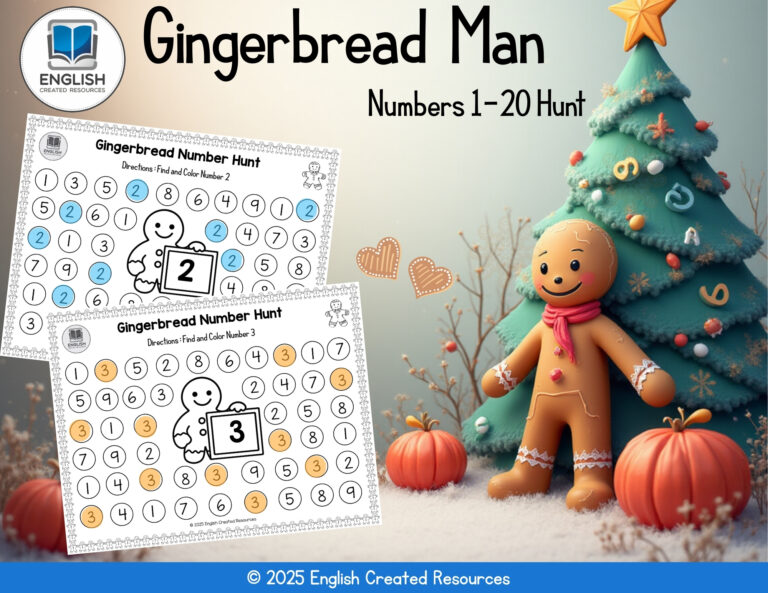 Gingerbread Man Number Hunt – English Created Resources