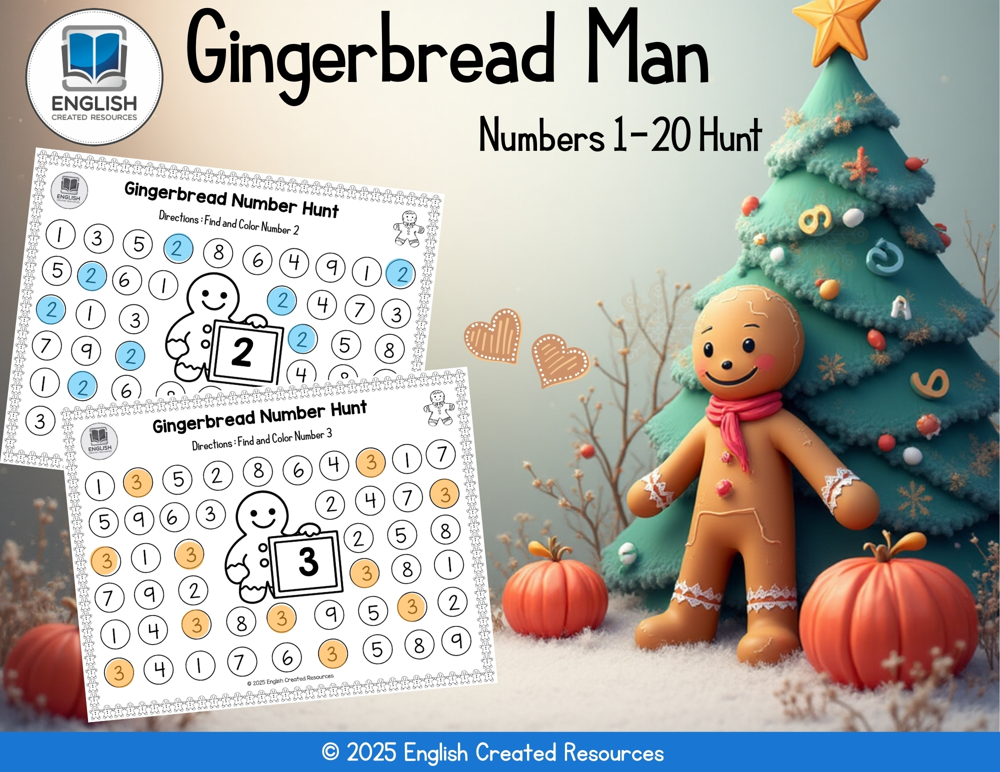 Gingerbread Man Number Hunt – English Created Resources
