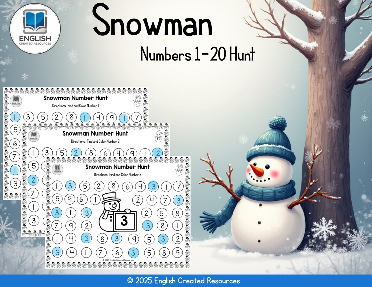 Snowman Number Hunt – English Created Resources