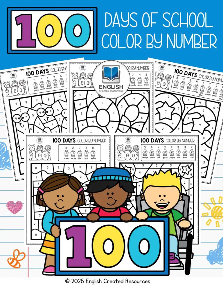 100 Days of School Color by Number – English Created Resources