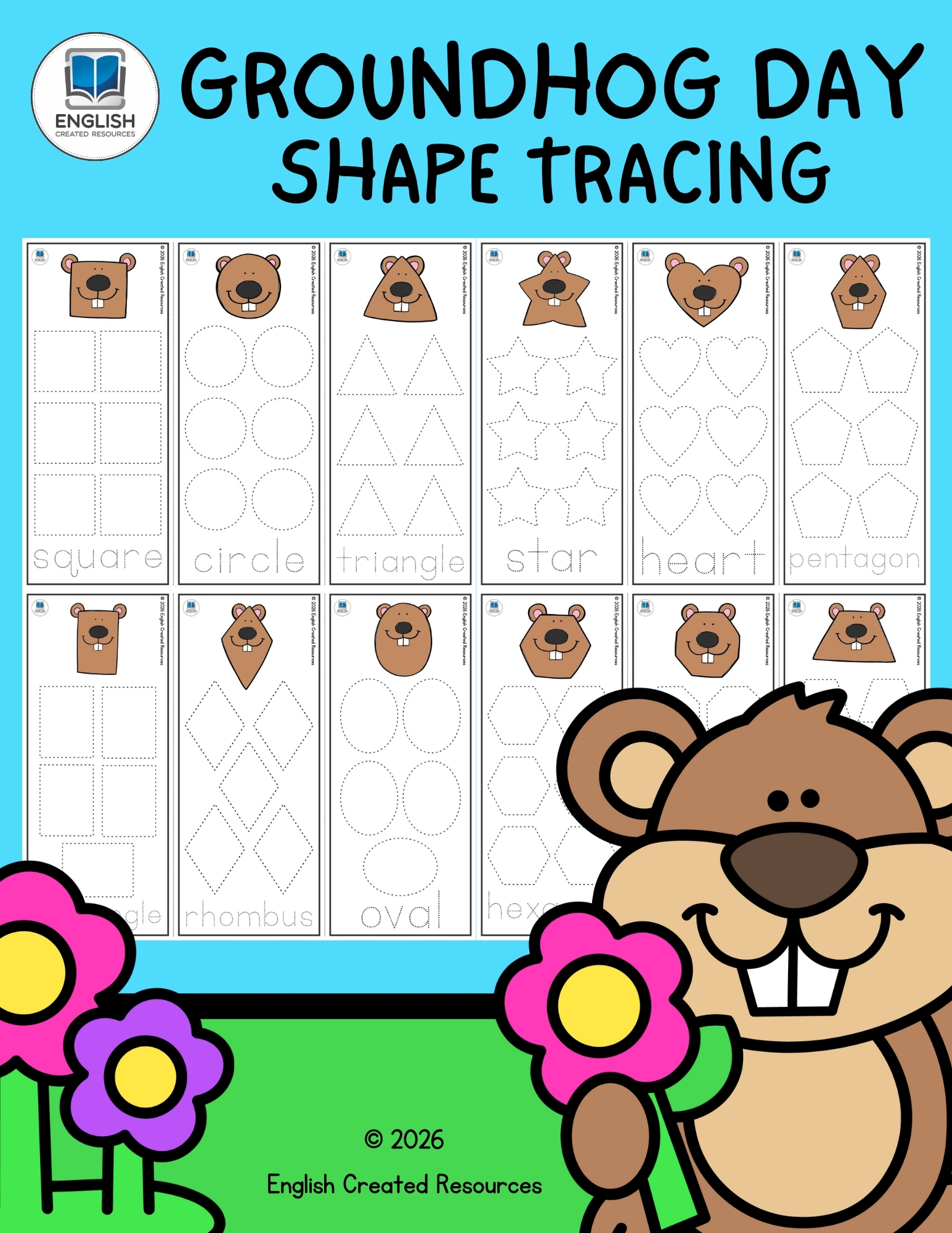 Groundhog Day Shape Tracing – English Created Resources