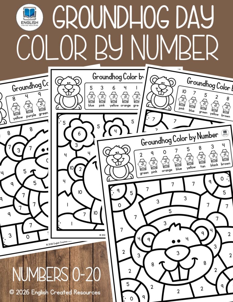 Groundhog Day Color by Number – English Created Resources