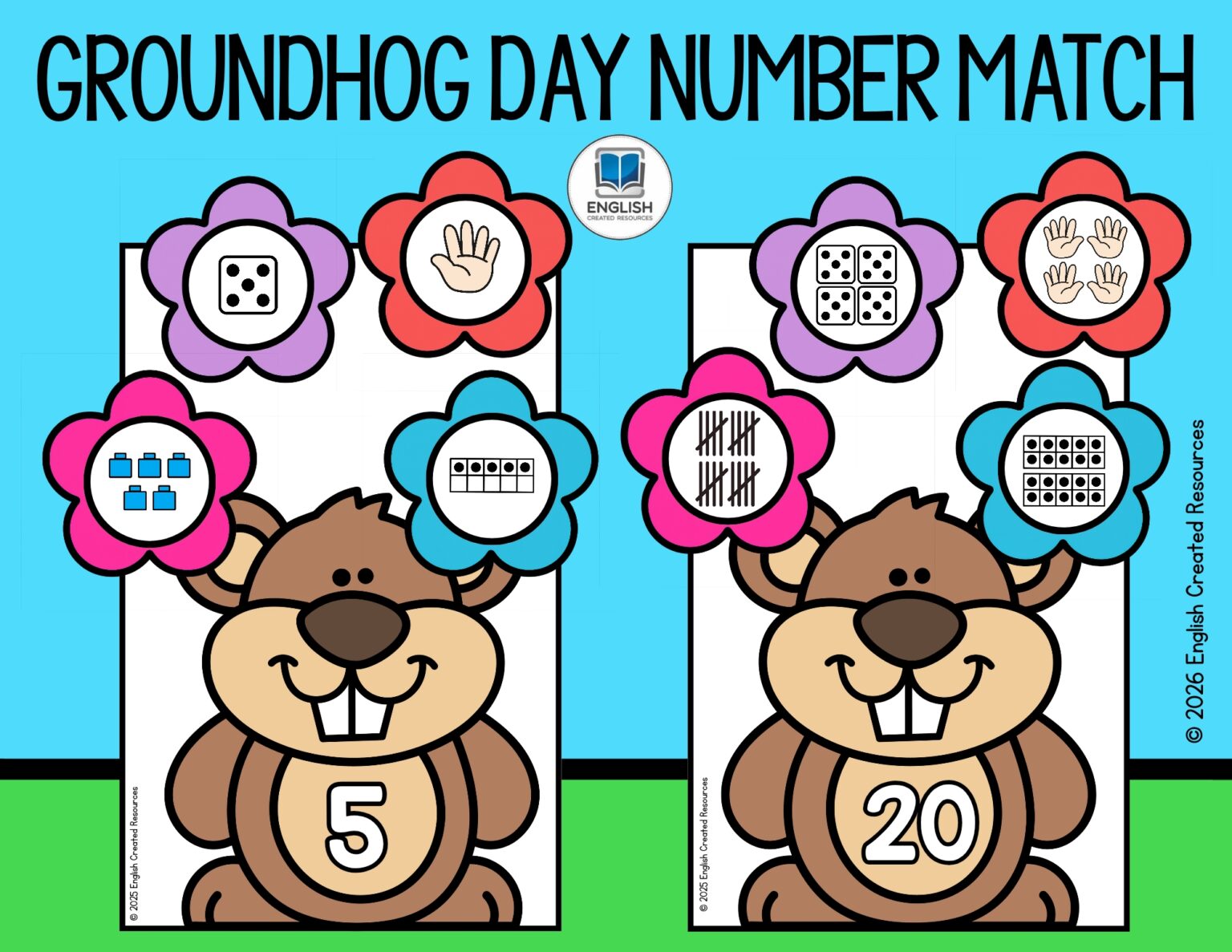 Groundhog Day Number Match – English Created Resources