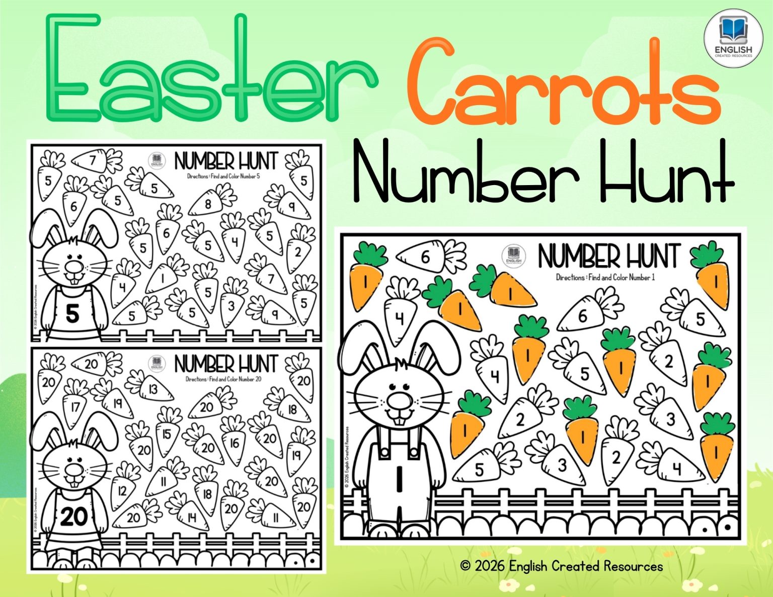 Easter Carrots Number Hunt – English Created Resources