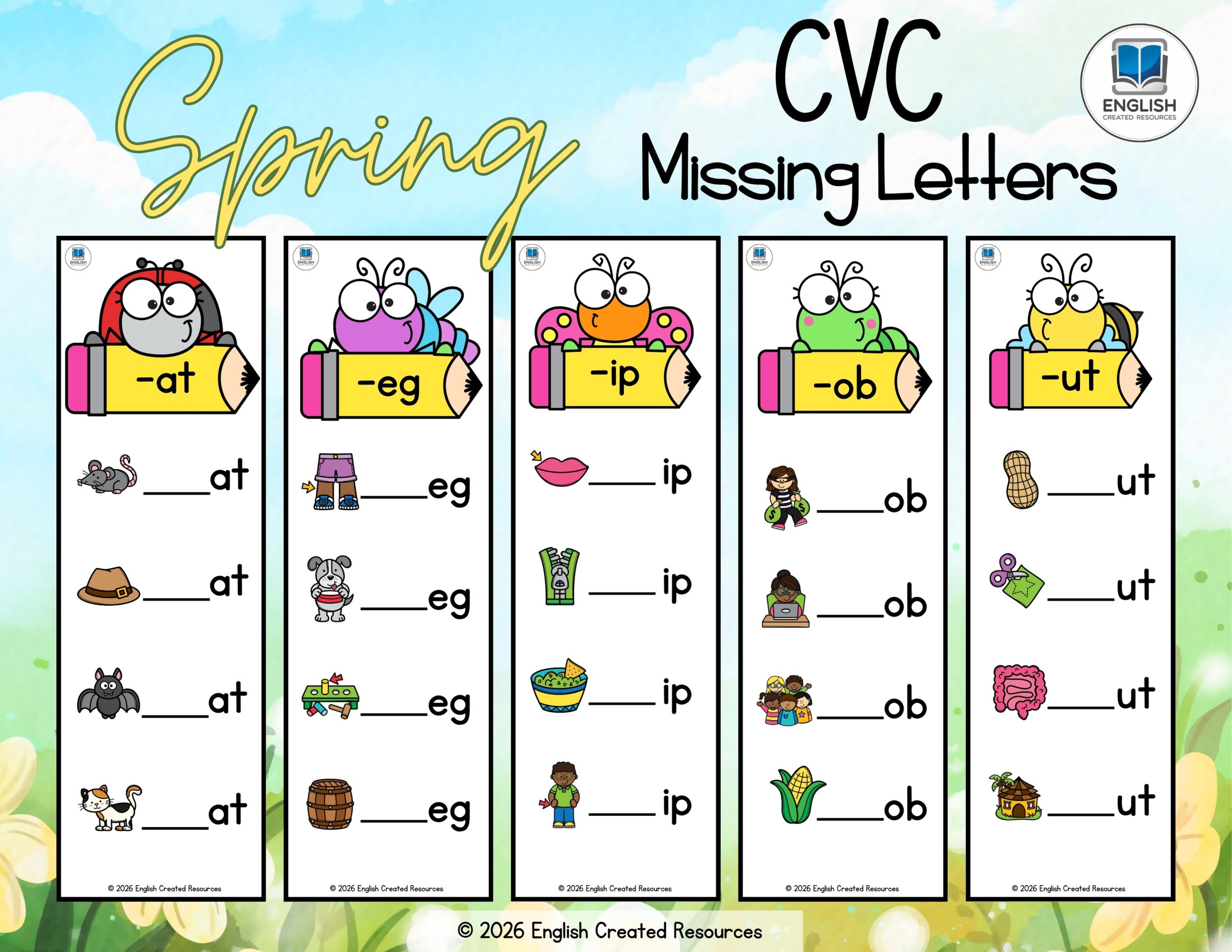 Spring CVC Missing Letters – English Created Resources