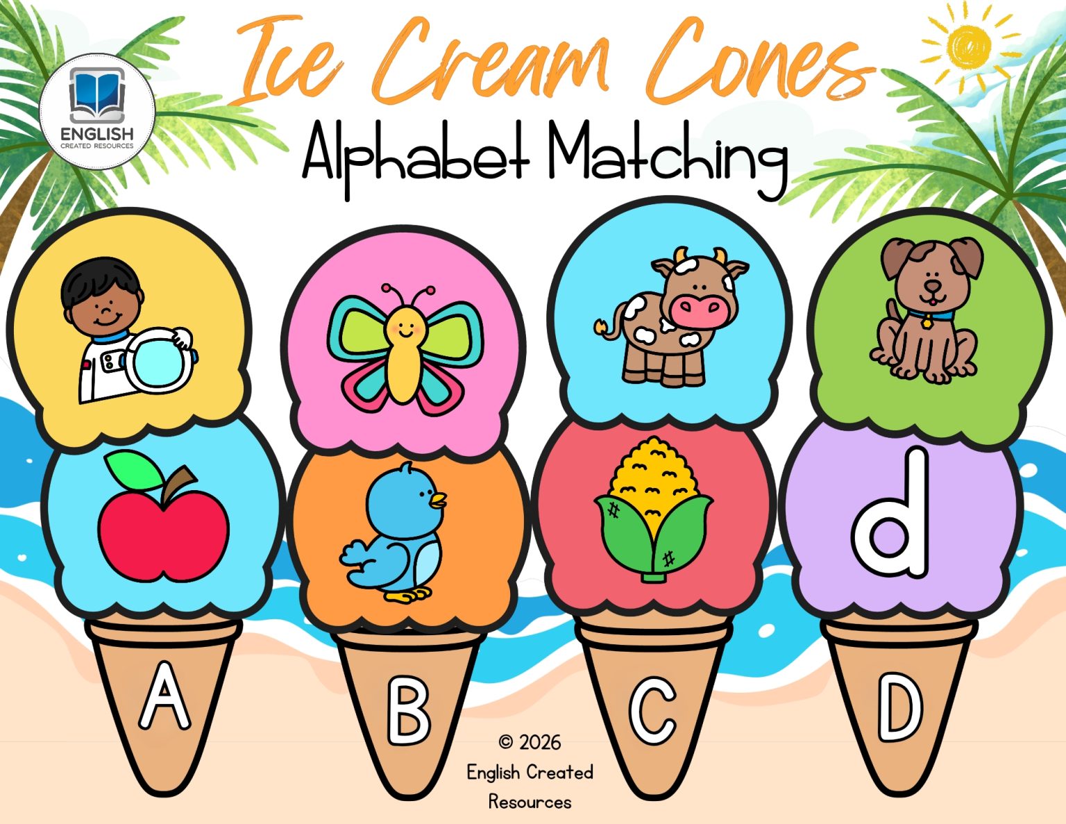 Ice Cream Cones Alphabet Matching – English Created Resources