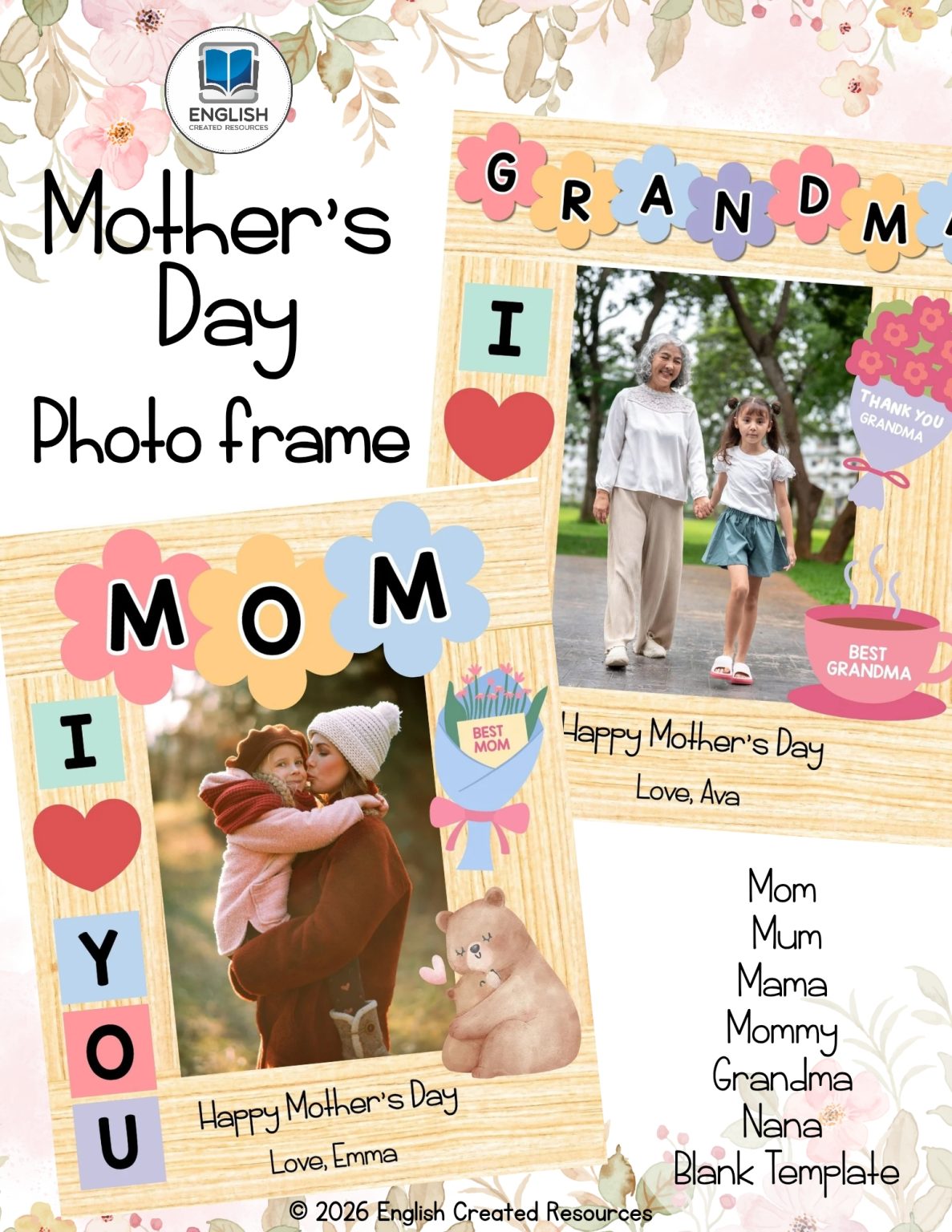 Mother’s Day Photo Frame – English Created Resources