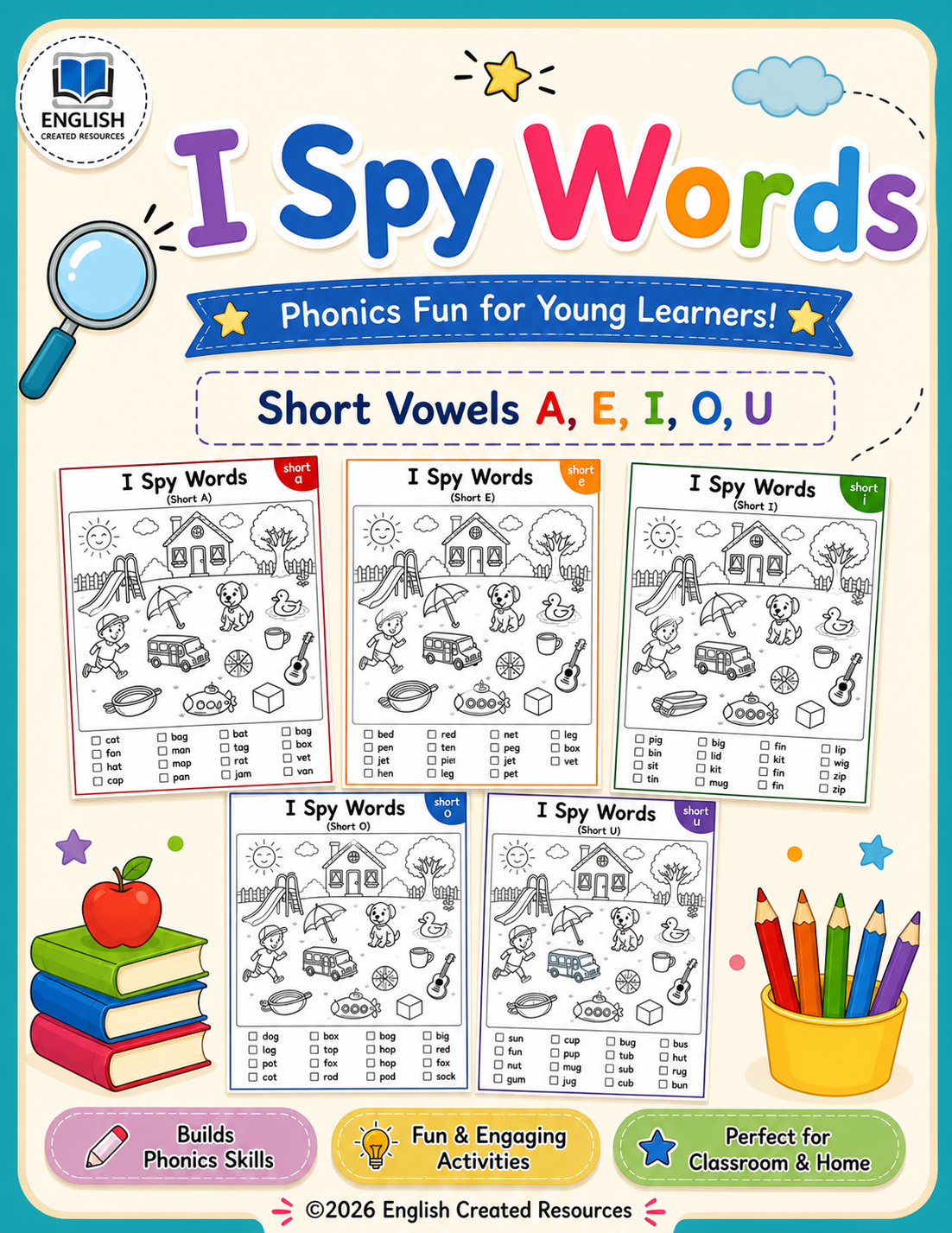 I Spy Words Short Vowels – English Created Resources